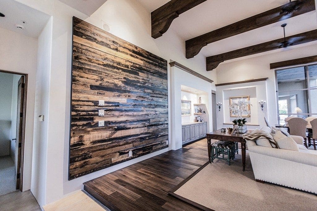 Floating Reclaimed Wood Wall | Porter Barn Wood
