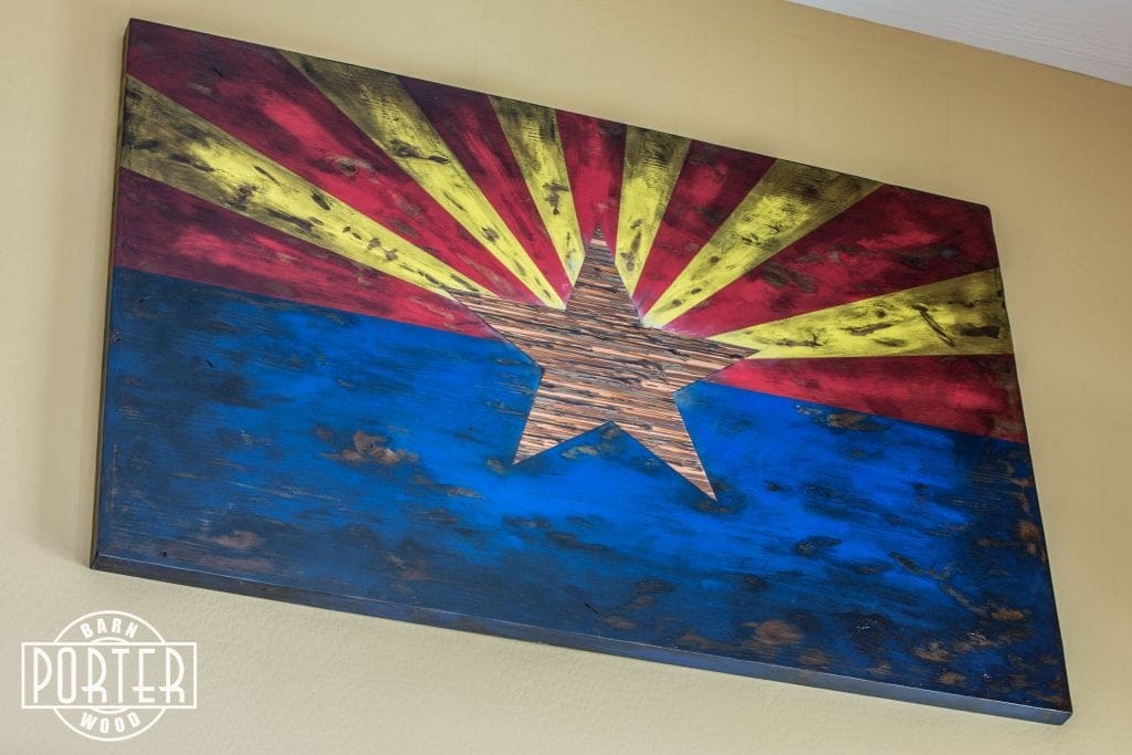 Reclaimed Wood Custom Az Flag | Porter Barn Wood