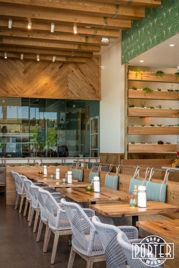 Inside Tocaya Modern Mexican - Scottsdale Fashion Square | Porter Barn Wood