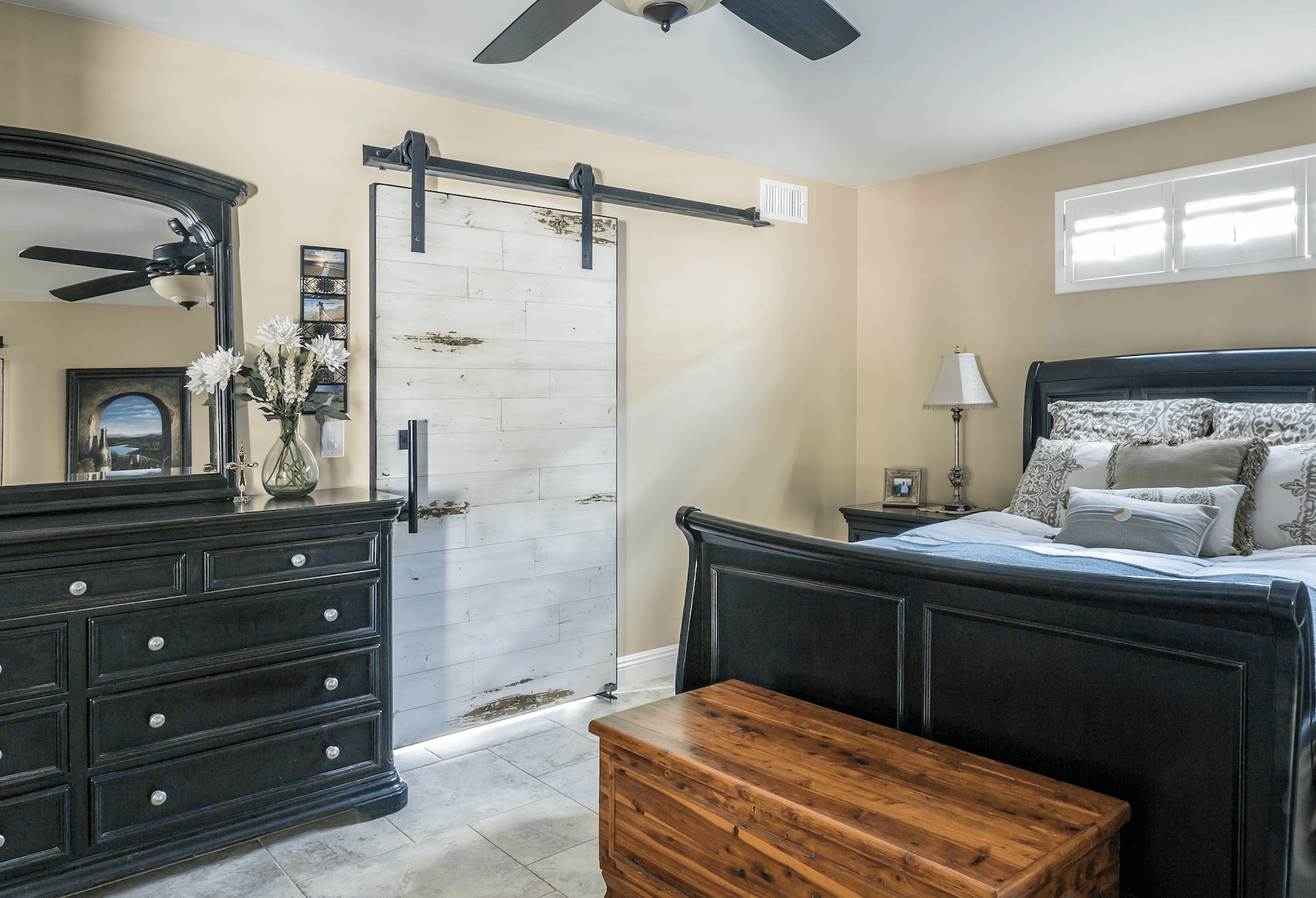 Distressed White Sliding Door | Porter Barn Wood