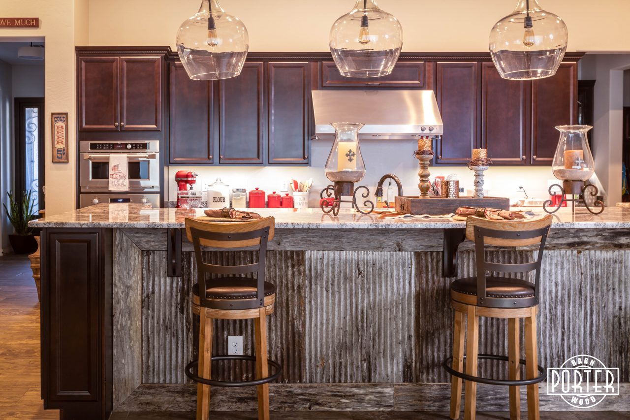 Reclaimed Corrugated Metal & Wood Island | Porter Barn Wood