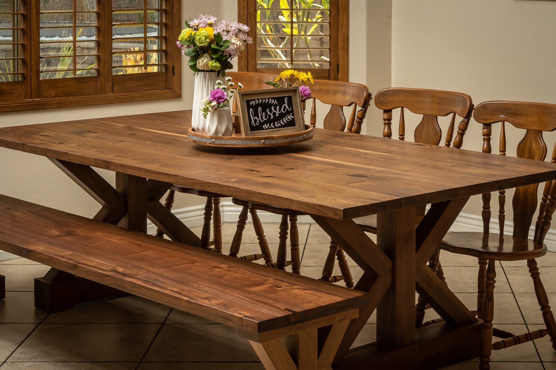 Walnut Trestle Table & Bench | Porter Barn Wood
