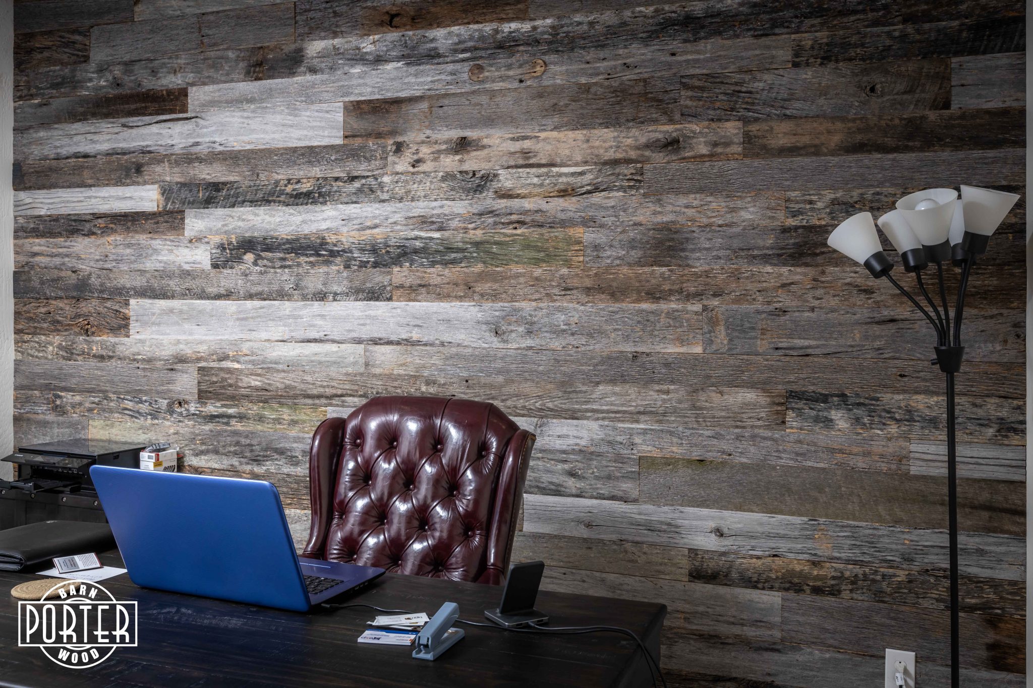 Reclaimed Home Office Wall | Porter Barn Wood