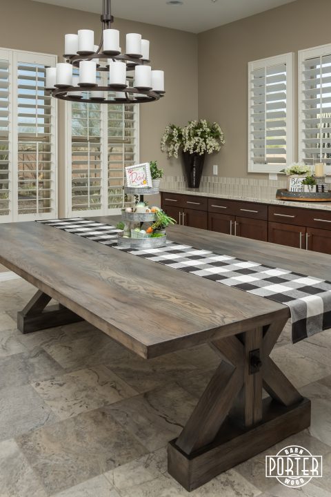 Grey Washed Mixed Hardwoods Trestle table | Porter Barn Wood