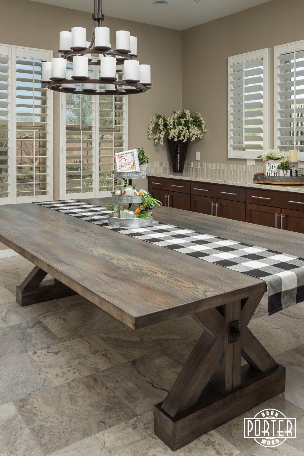 Grey Washed Mixed Hardwoods Trestle table | Porter Barn Wood