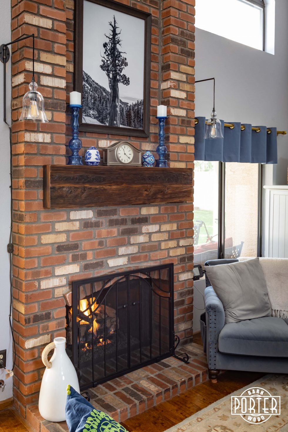 Brick Niche Mushroom Wood Box Mantel | Porter Barn Wood