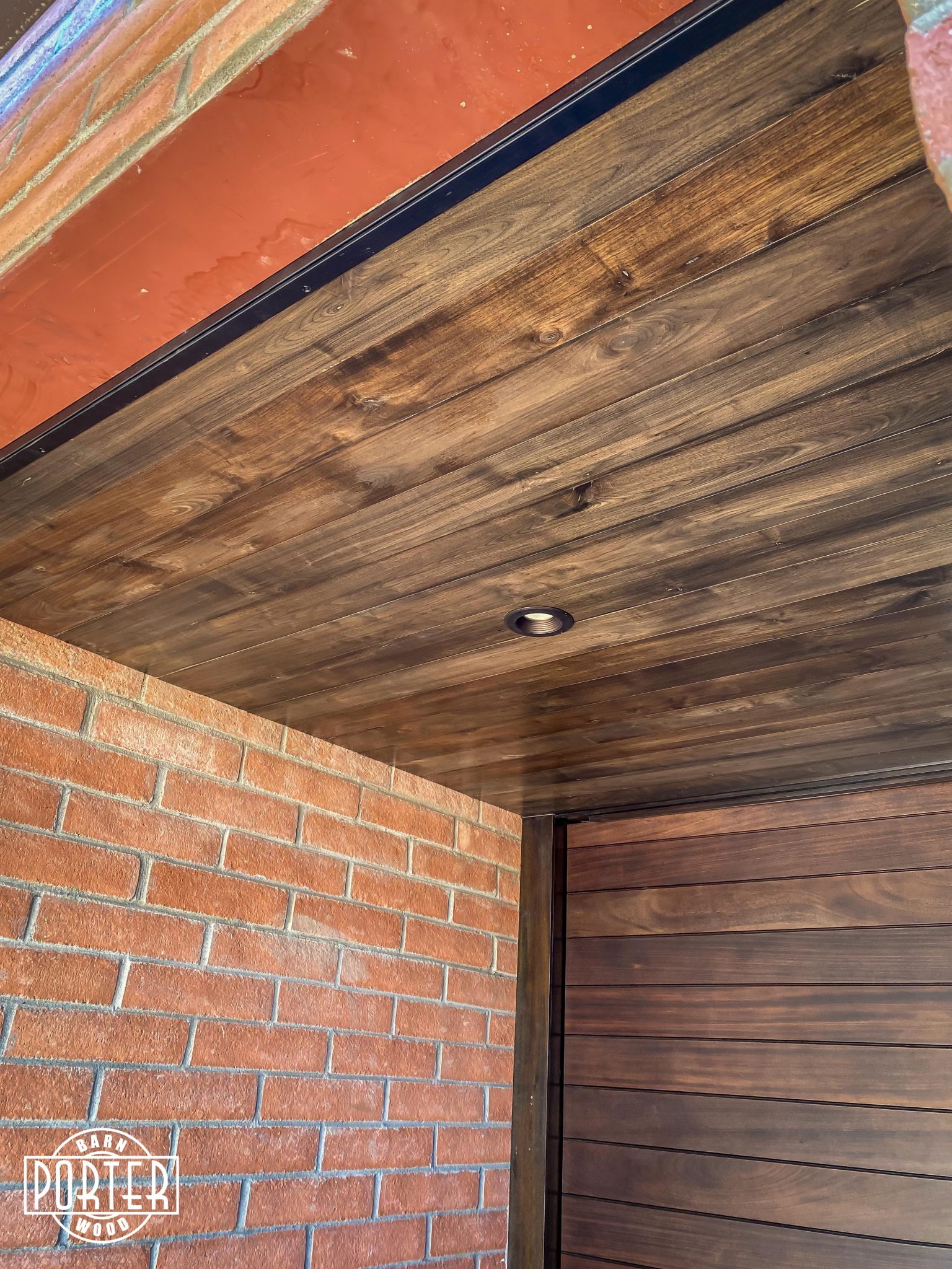 Walnut Entryway Ceiling | Porter Barn Wood