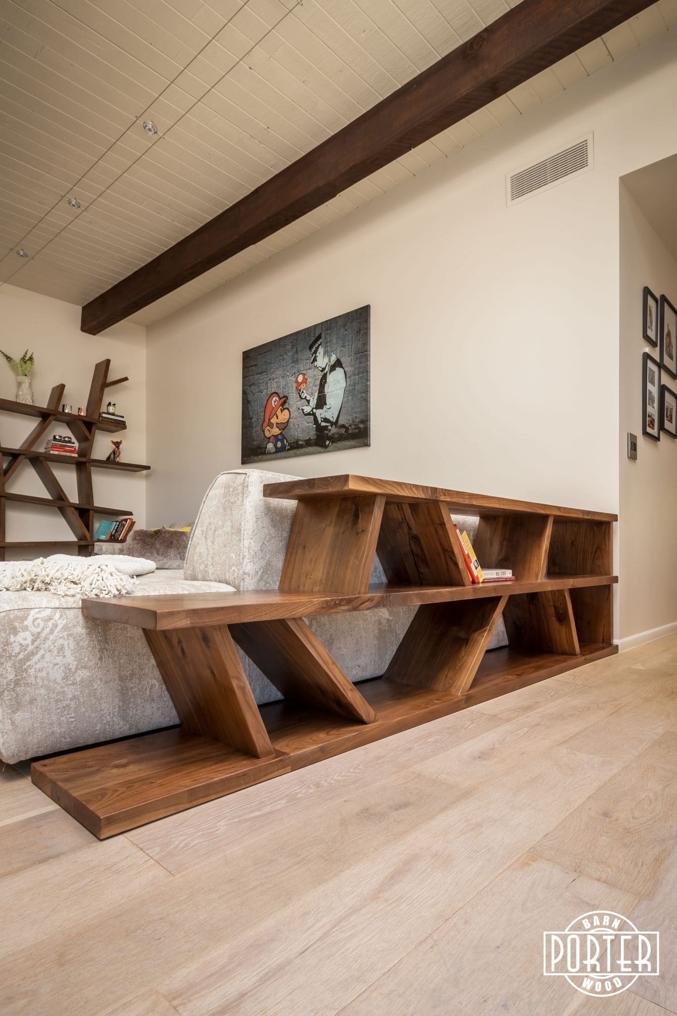 Walnut Angular Sofa Table | Porter Barn Wood