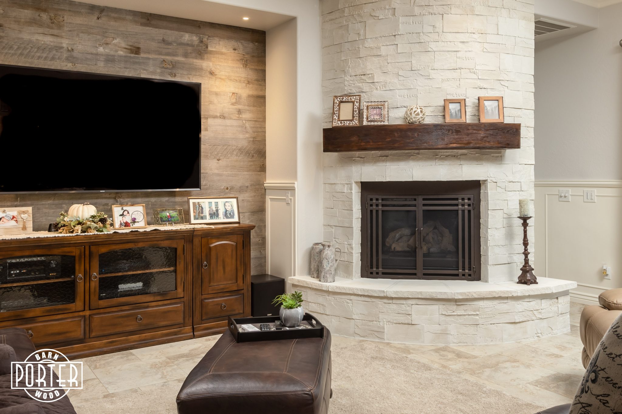 Rounded Mushroom Wood Mantel | Porter Barn Wood