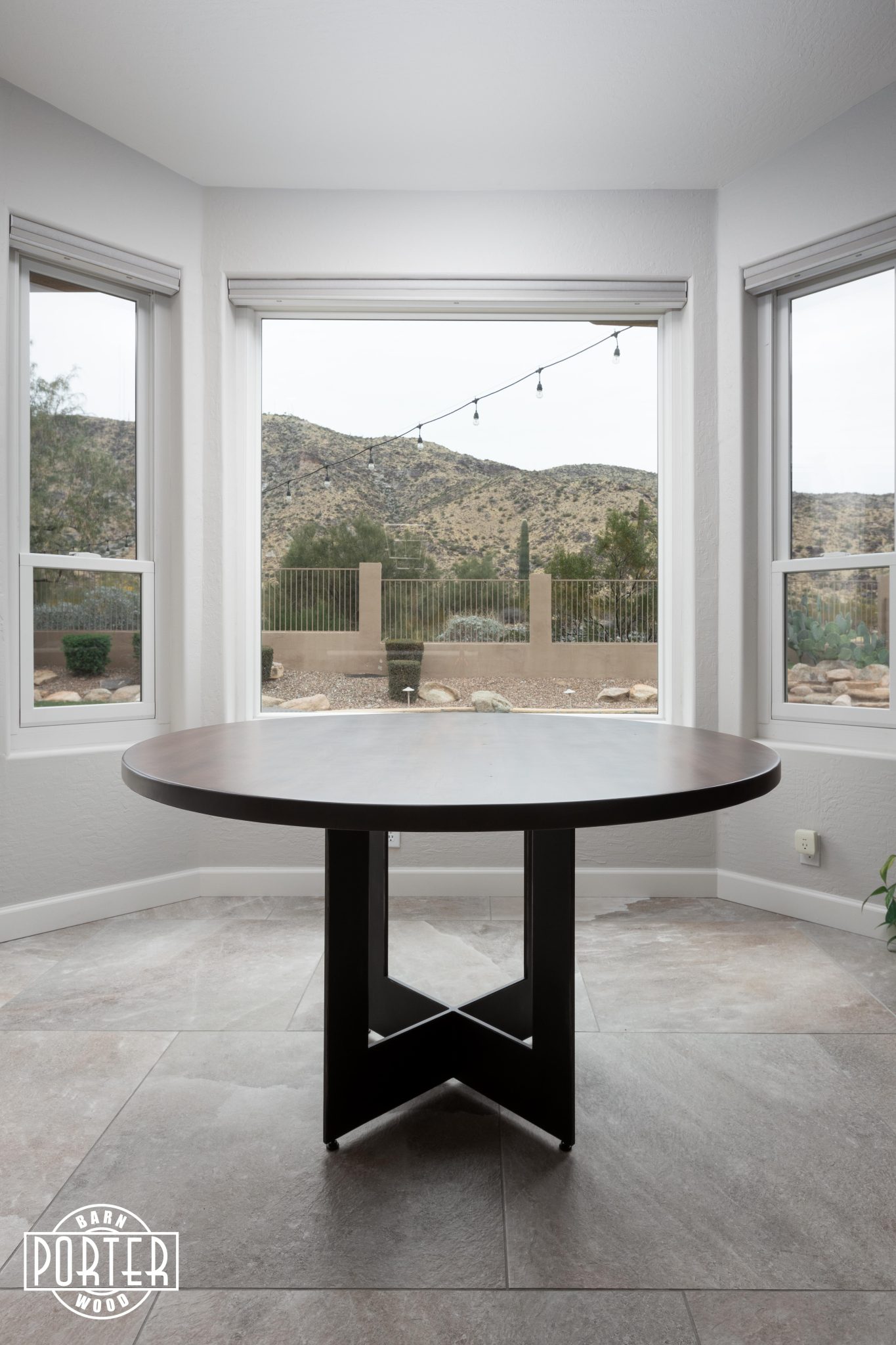 Round Sycamore Dining Table With Custom Finish | Porter Barn Wood