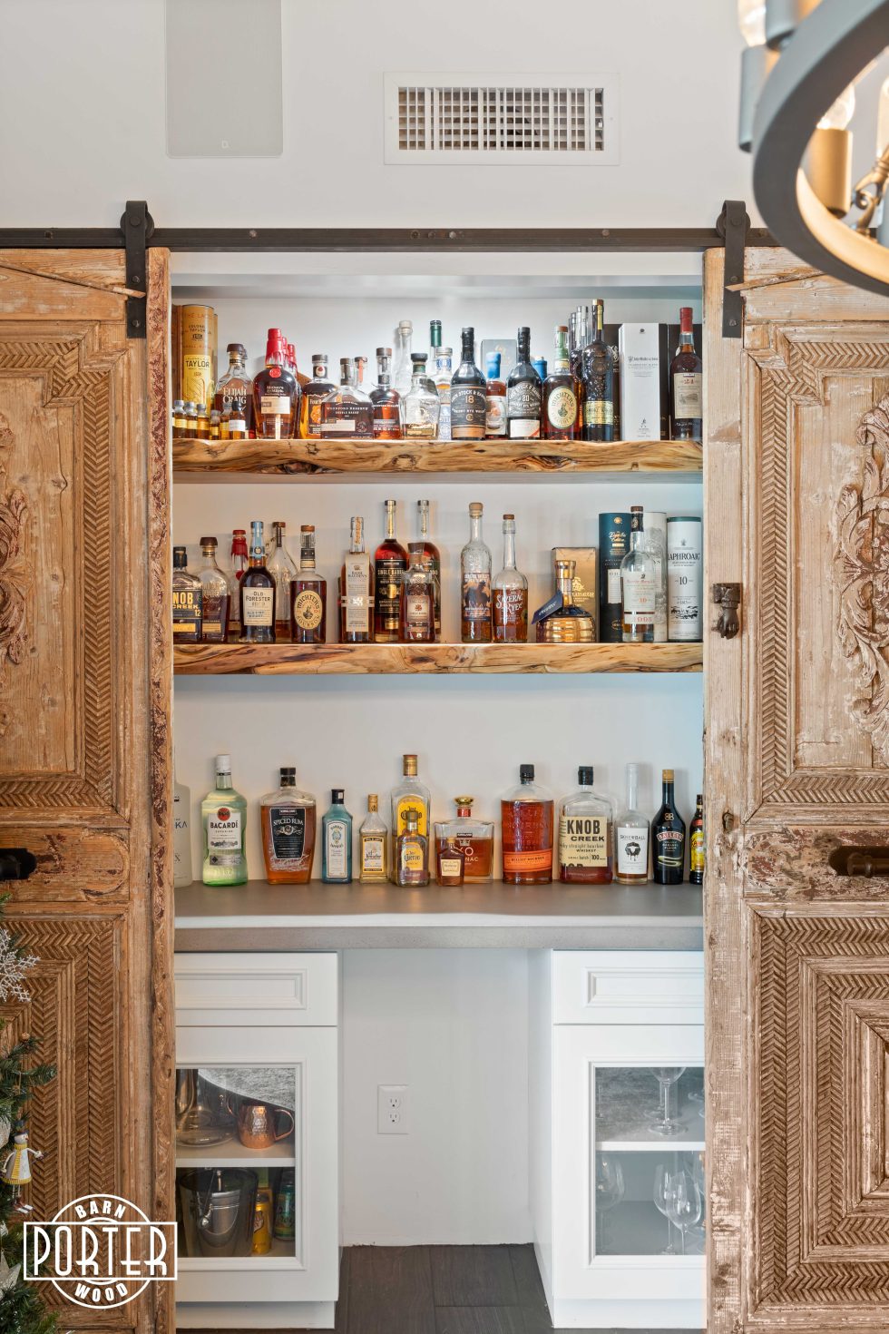 Live Edge Redwood Bar Shelves | Porter Barn Wood