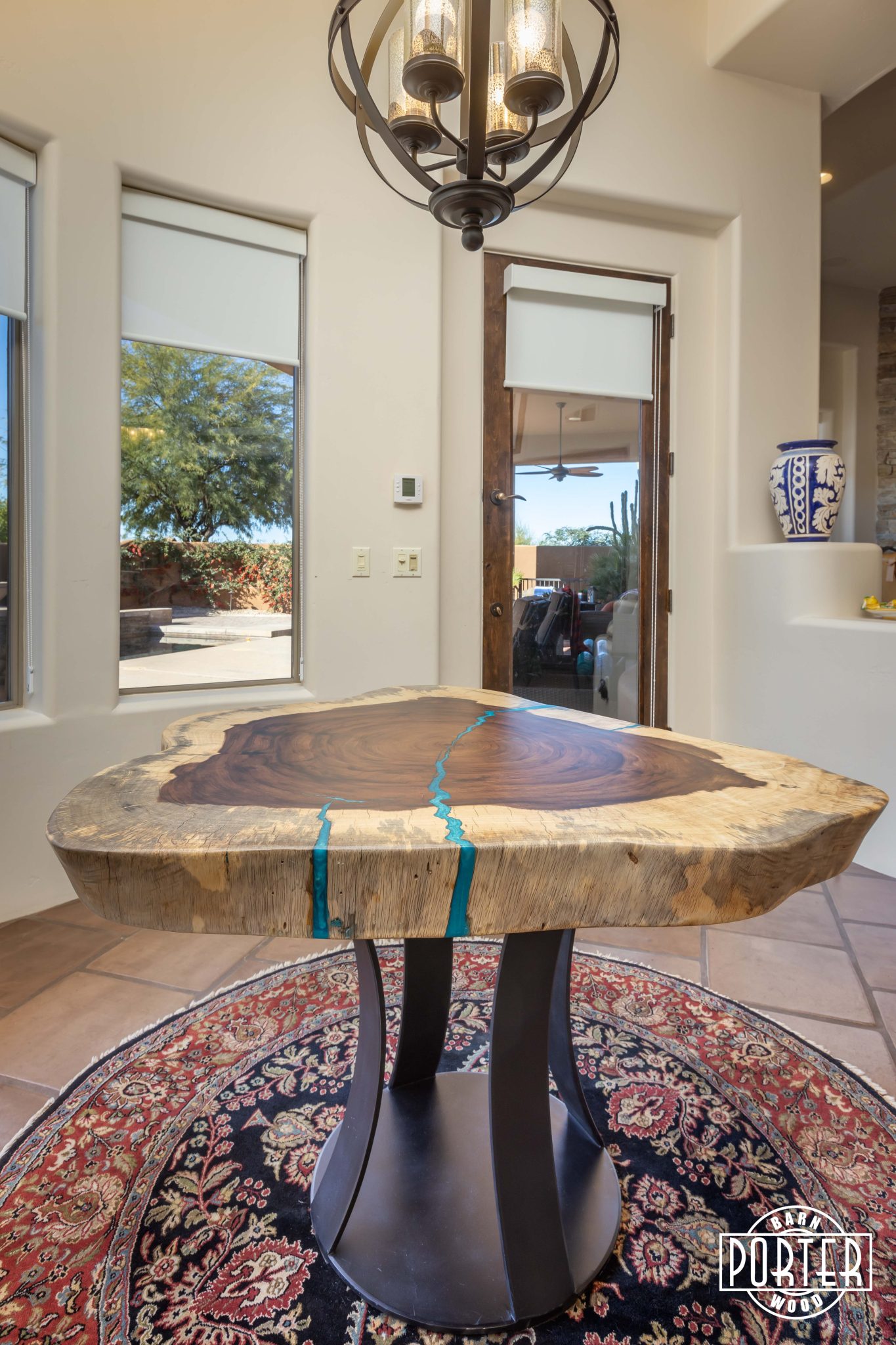 Perota Dining Table With Turquoise Inlay | Porter Barn Wood
