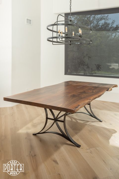 LIVE EDGE Walnut Dining Table & Base | Porter Barn Wood