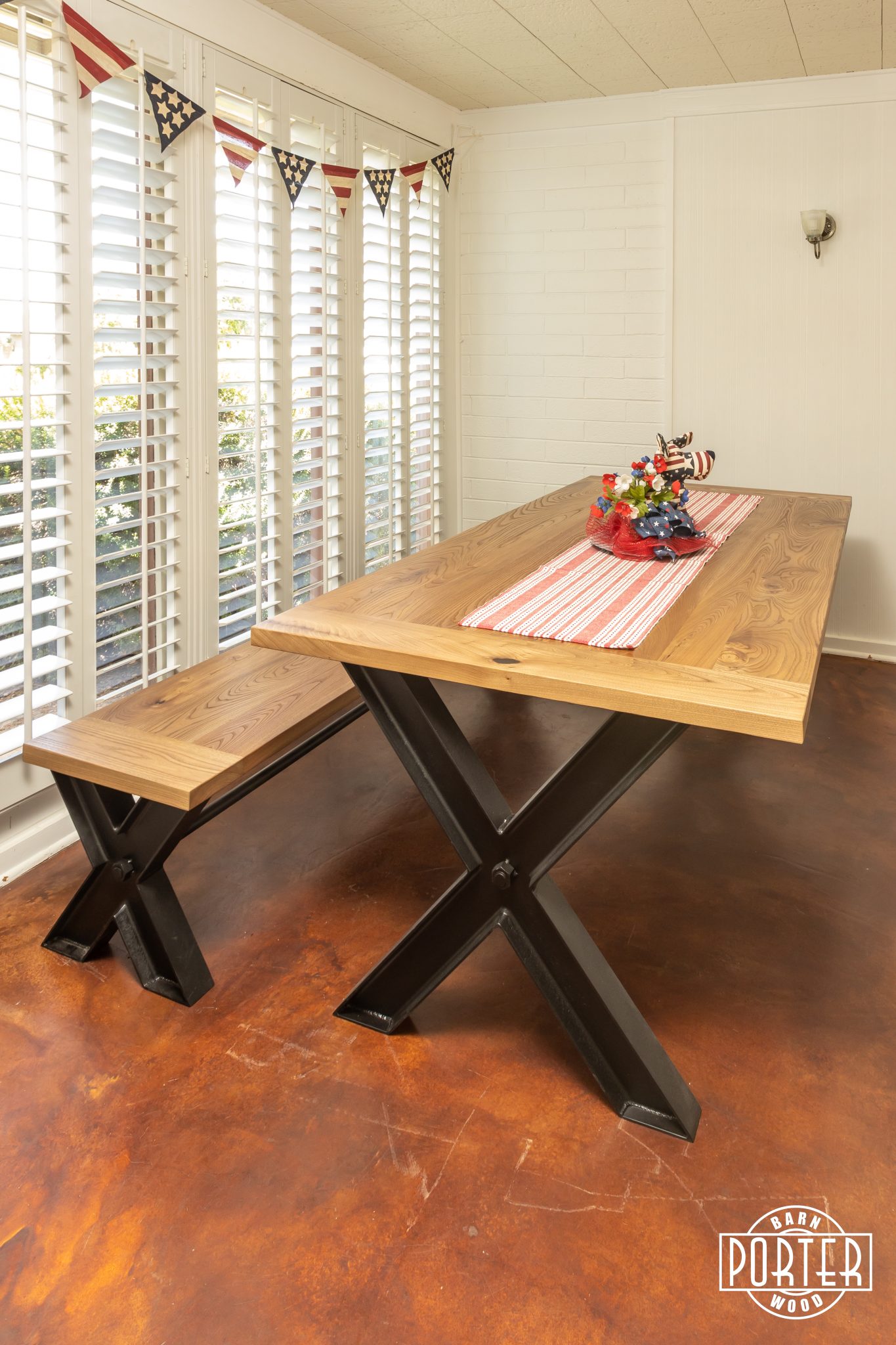 Custom X Base Table & Bench | Porter Barn Wood